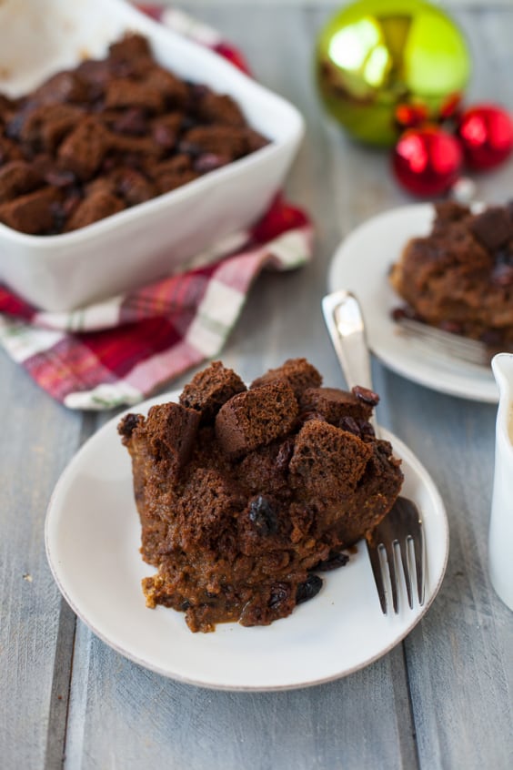 Gingerbread Bread Pudding with Eggnog Sauce | Kara Lydon