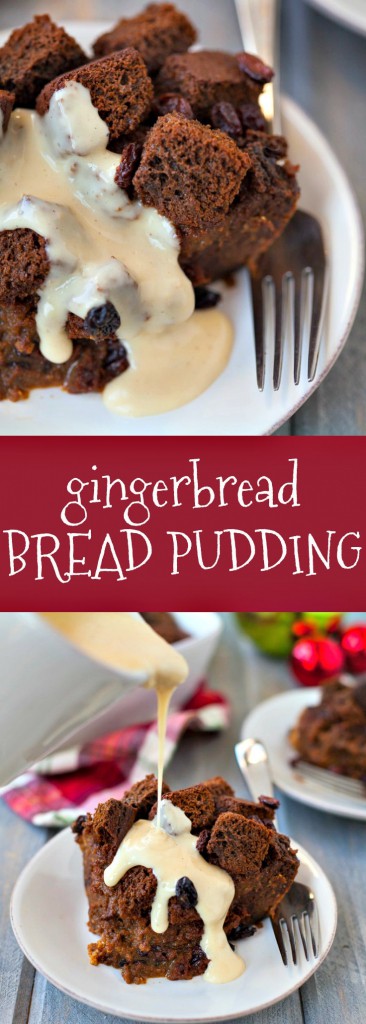 Gingerbread Bread Pudding with Eggnog Sauce | Kara Lydon