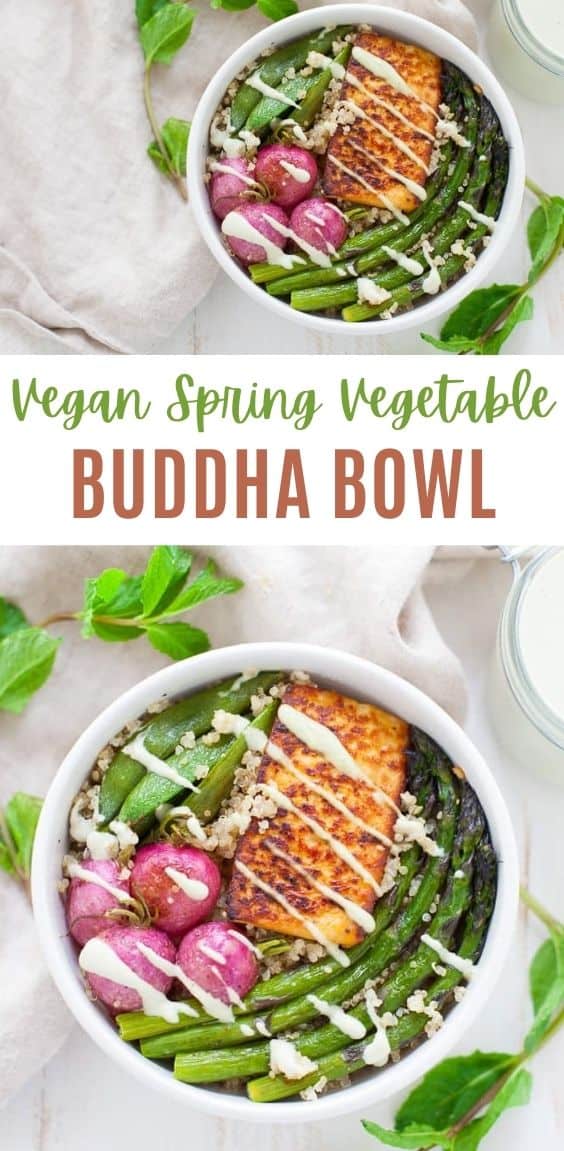 Spring Vegetable Buddha Bowl (vegan) - The Foodie Dietitian | Kara Lydon