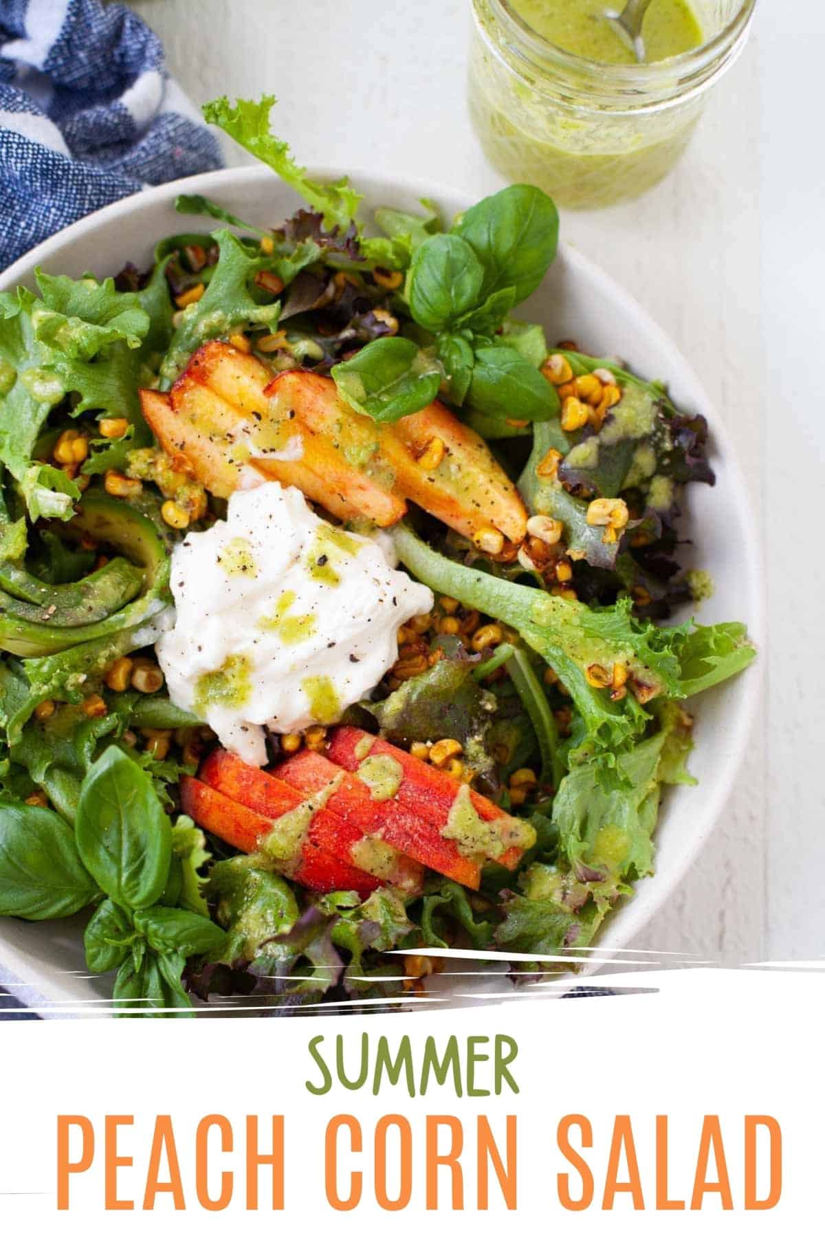 Summer Peach Corn Salad Recipe | The Foodie Dietitian | Kara Lydon
