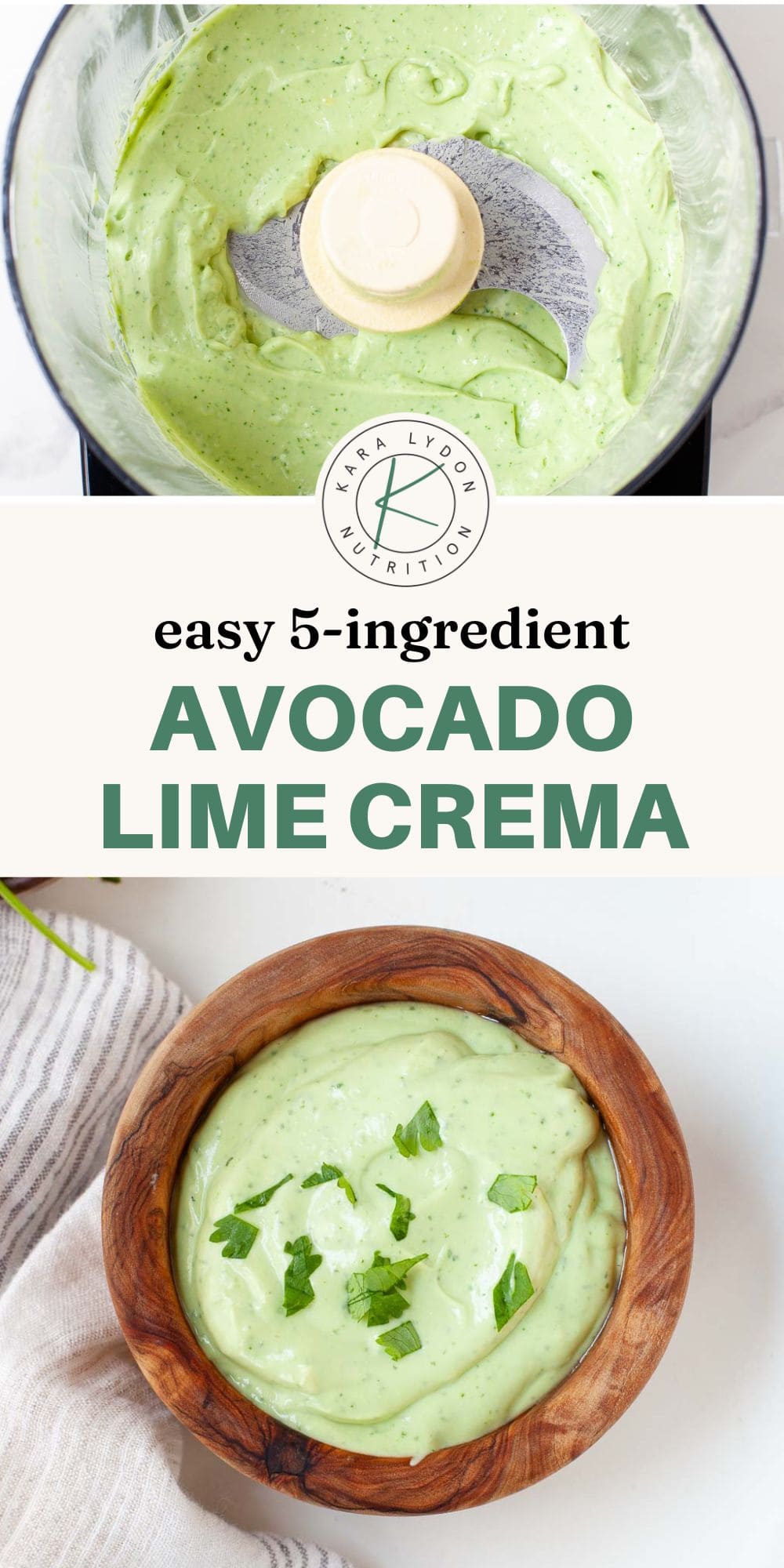 5 Minute Avocado Lime Crema with Greek Yogurt | Kara Lydon