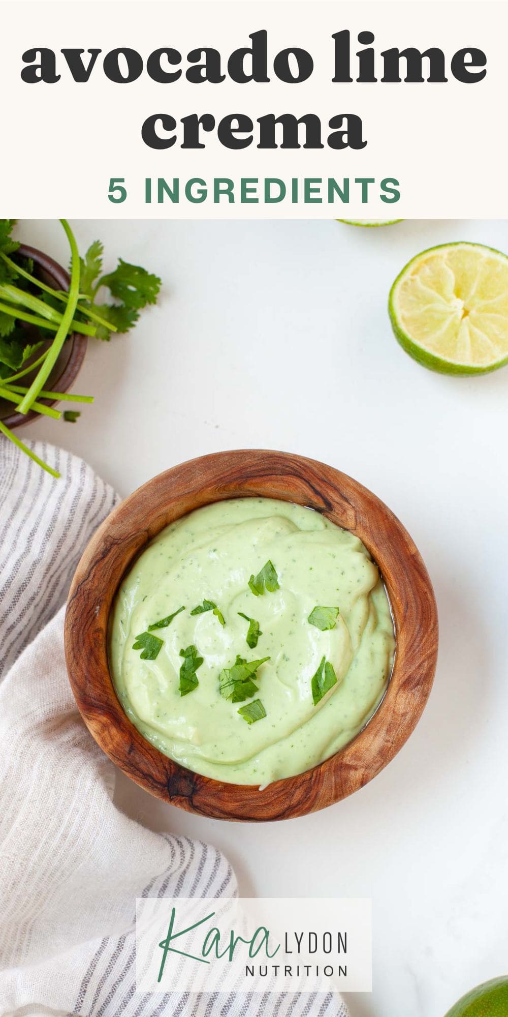 5 Minute Avocado Lime Crema with Greek Yogurt | Kara Lydon