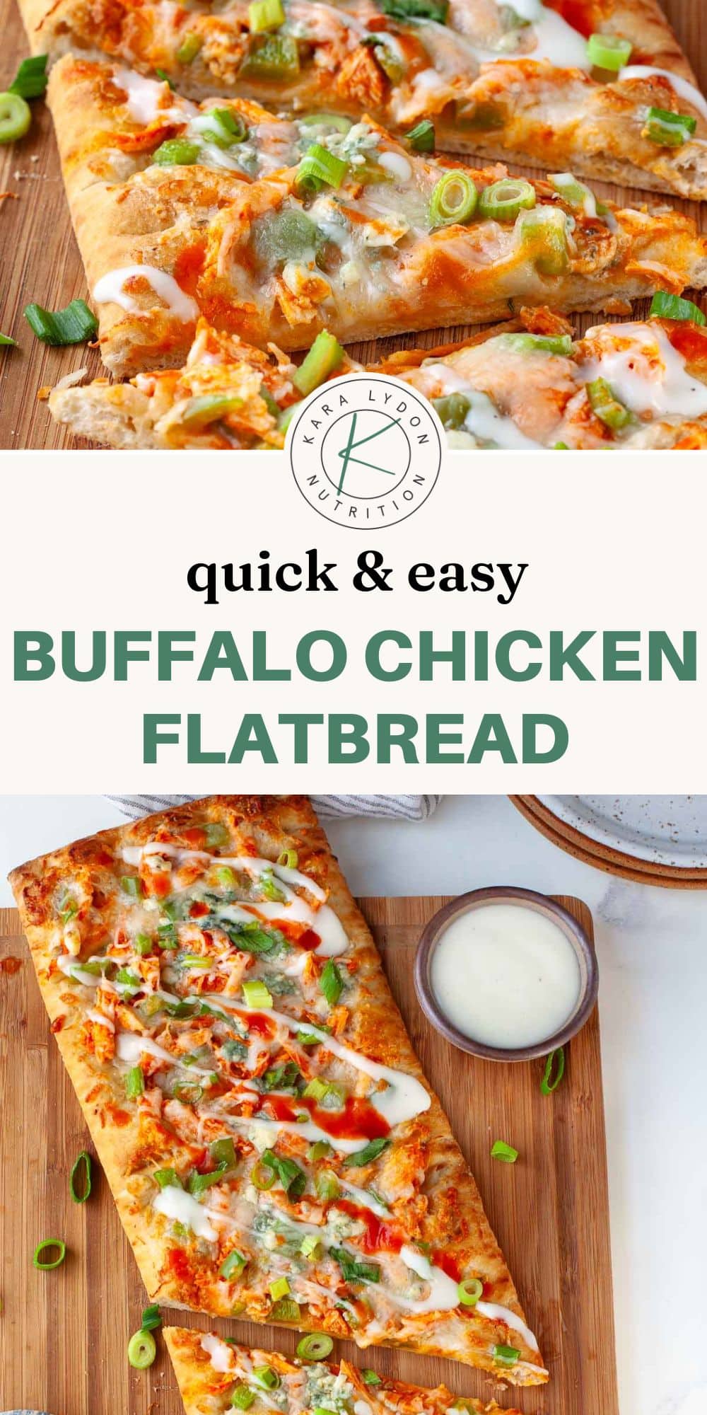20 Minute Buffalo Chicken Flatbread Pizza | Kara Lydon