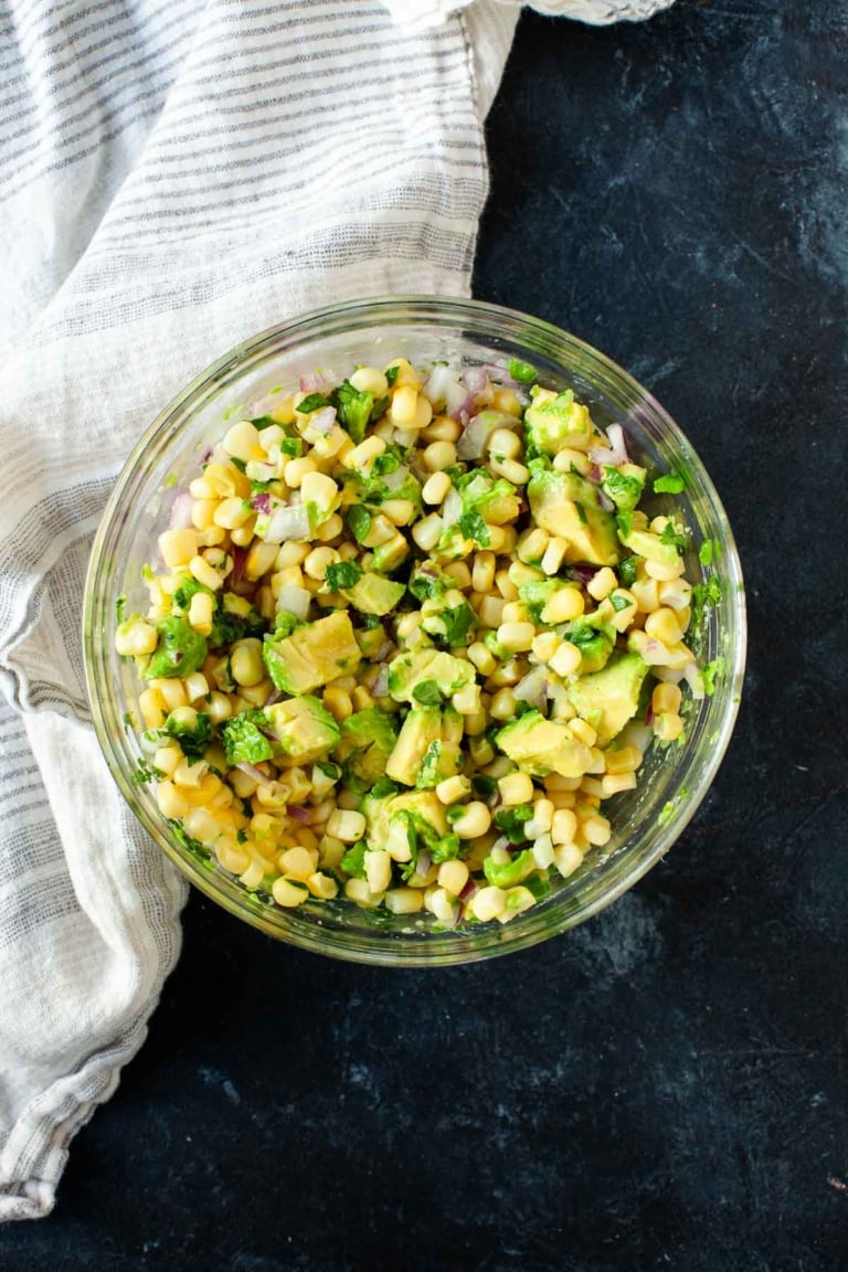 Corn Avocado Salsa (fresh or frozen corn!) | Kara Lydon